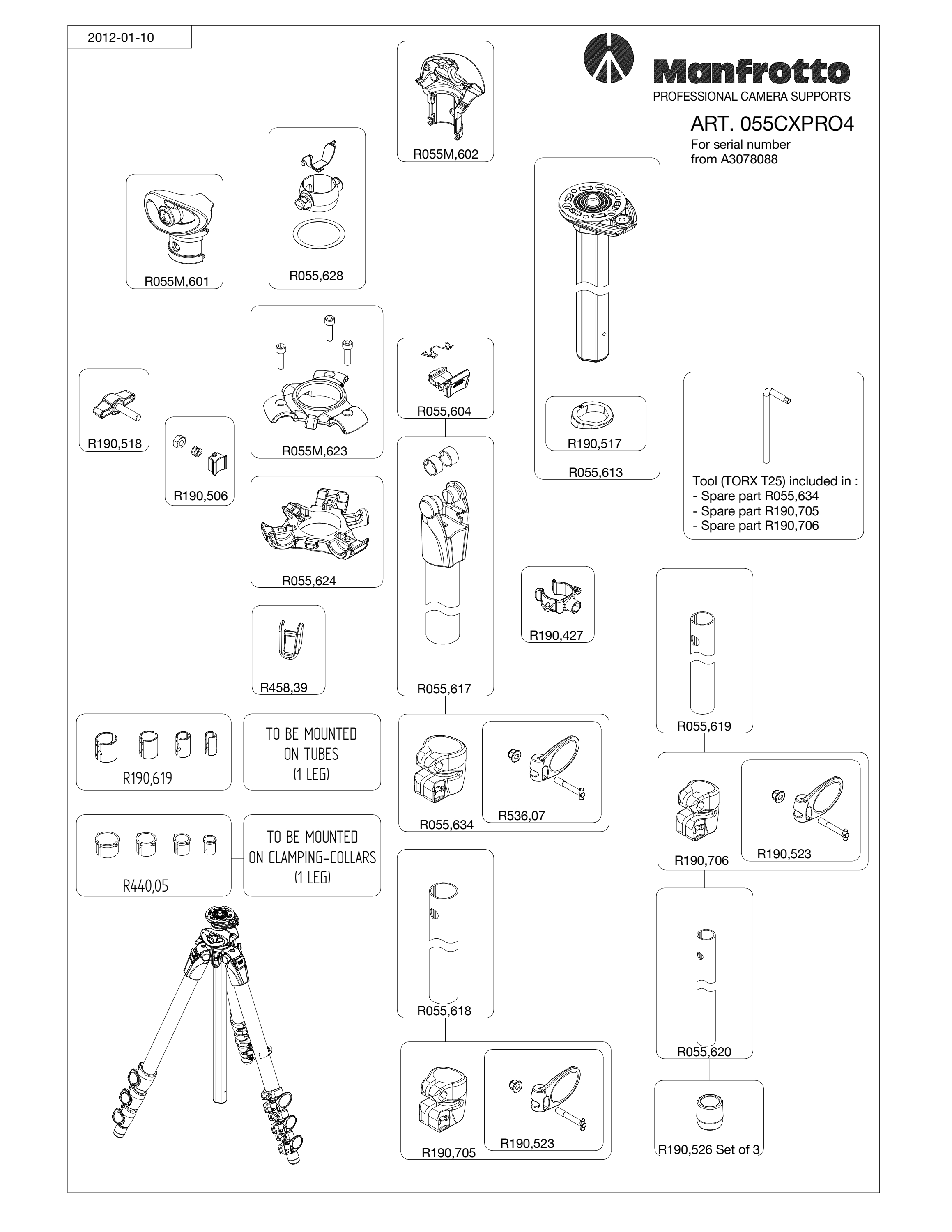 Manfrotto - 055CXPRO4 spare parts