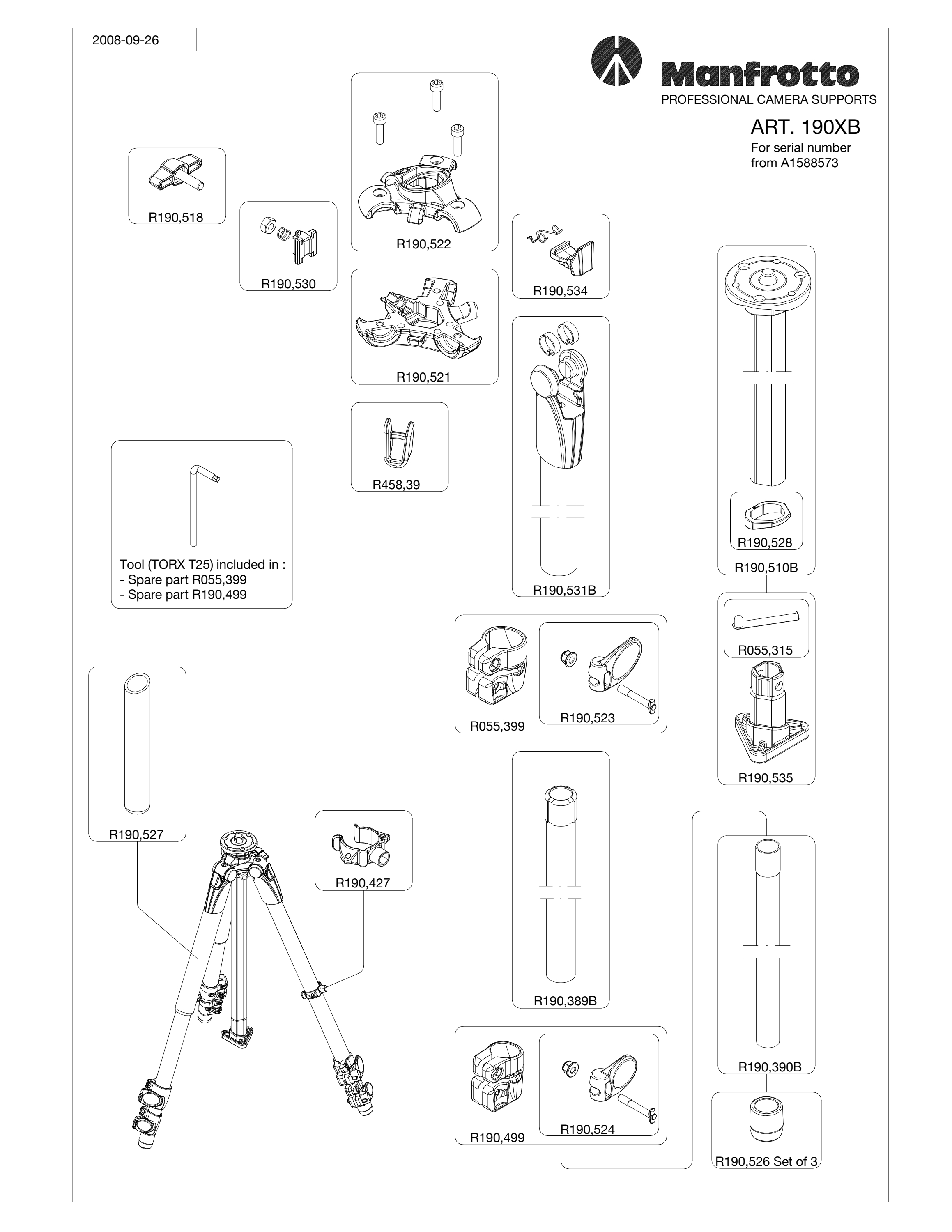 Manfrotto - 190XB spare parts