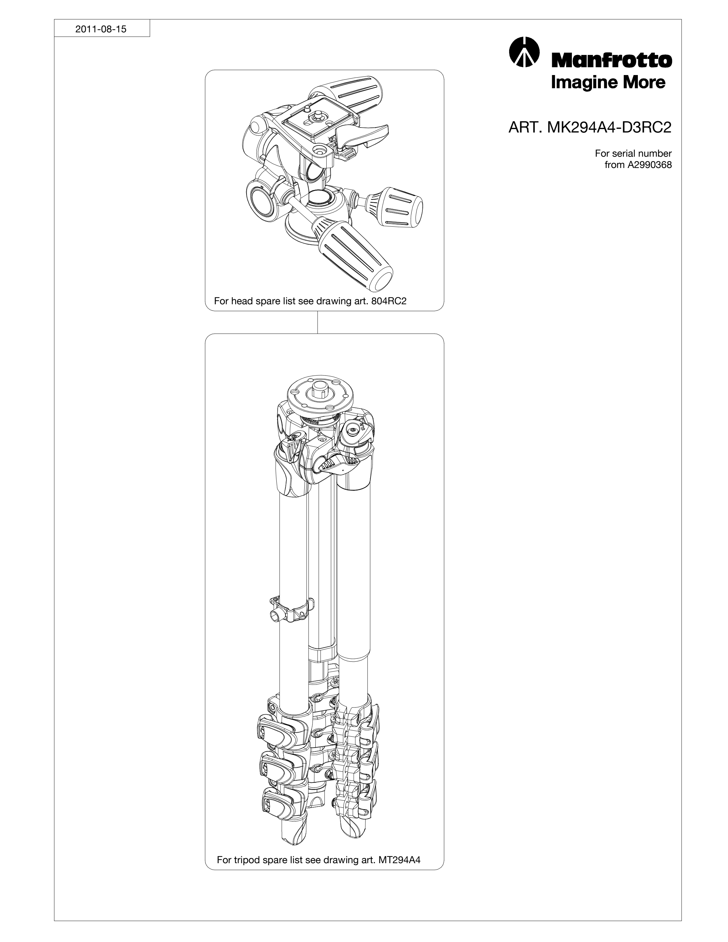 Manfrotto - MK294A4-D3RC2 spare parts